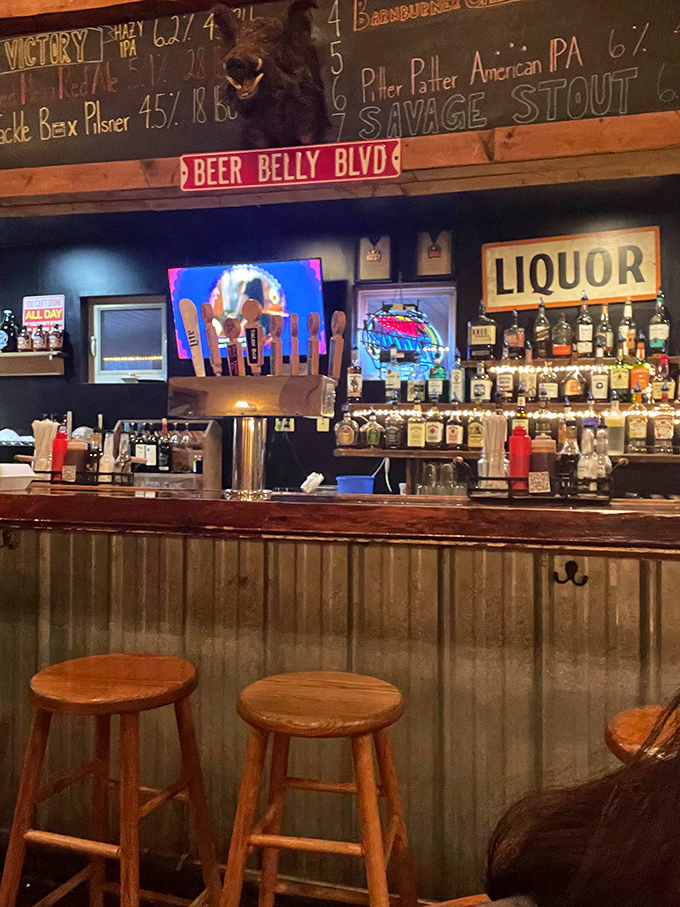 "Beer Belly Blvd" isn't just a cute sign – it's a destination worth the journey, with taps standing at attention ready to serve.