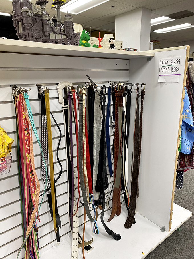 Belt display that would make any accessories enthusiast buckle with excitement. The perfect finishing touch for that thrifted outfit.