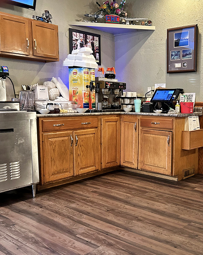 The coffee station&mdash;civilization's greatest achievement and the unsung hero of every diner worth its salt. Morning salvation, served hot.