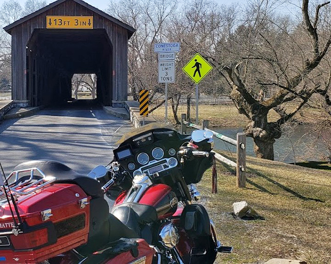 Winter strips away the frills, revealing the bridge's honest bones and that pedestrian crossing sign that means business.