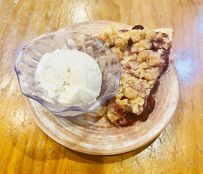 A perfect marriage of warm berry pie and cool vanilla ice cream. Some relationships are just meant to be&mdash;this is definitely one of them.