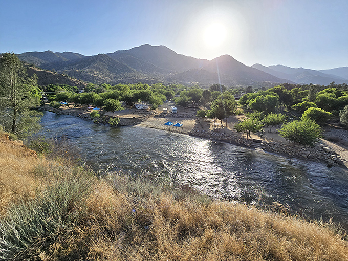 Golden hour at the Kern River creates that magical light photographers chase and campers simply enjoy with a cold drink in hand.