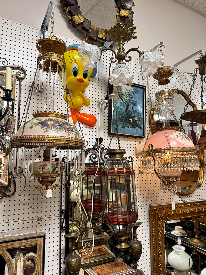 Vintage lighting that outshines modern fixtures &ndash; with a surprise Tweety Bird cameo that proves nostalgia comes in all forms, from elegant to cartoon.