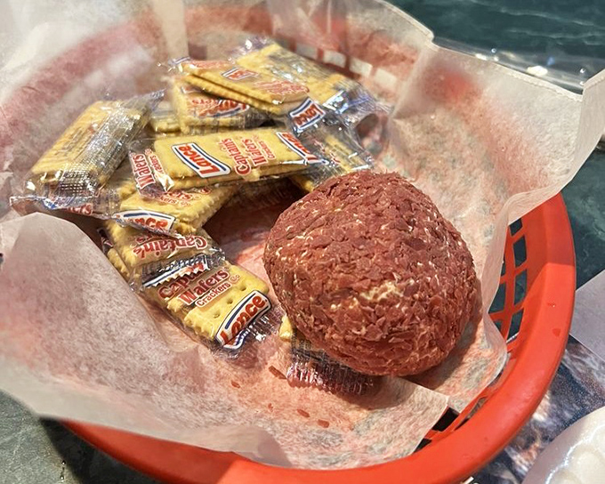 The humble cheese ball and crackers&mdash;a nostalgic starter that says, "We're not trying to impress you yet. Just wait for the main event."