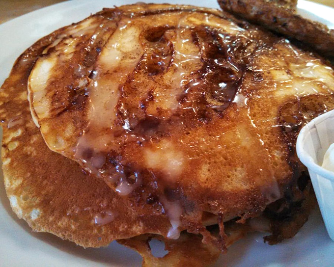 These aren't just pancakes&mdash;they're cinnamon roll pancakes that make you question why all breakfast foods don't taste like dessert.