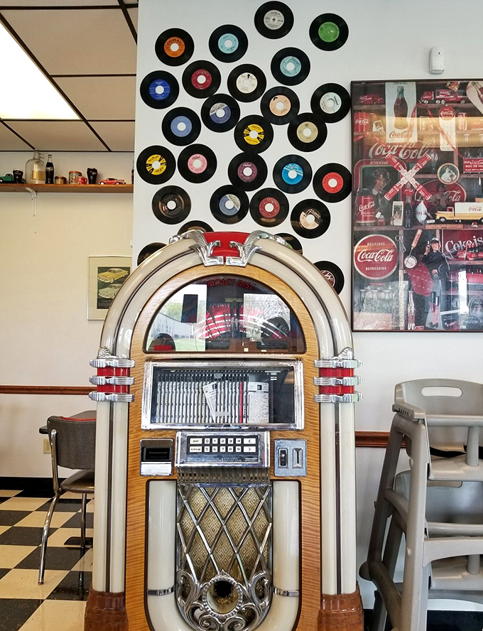 That jukebox isn't decorative &ndash; it's a time portal surrounded by vinyl memories. Drop a quarter and transport yourself to simpler times.