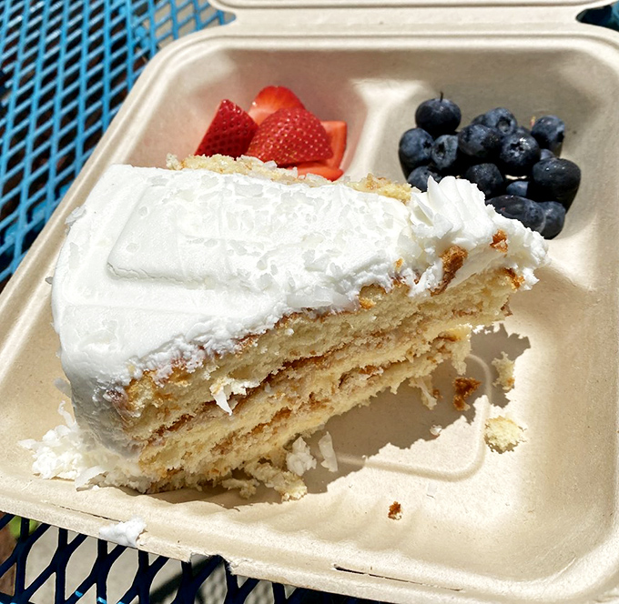 Coconut cake that would make even the most dedicated chocolate lover switch allegiances. Those layers whisper sweet nothings to your taste buds.