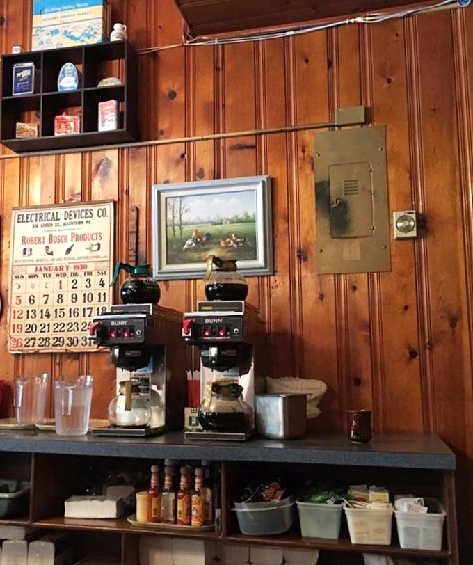 Where the coffee magic happens. Those vintage Bunn brewers aren't for show&mdash;they're workhorses that have fueled countless Pocono mornings.