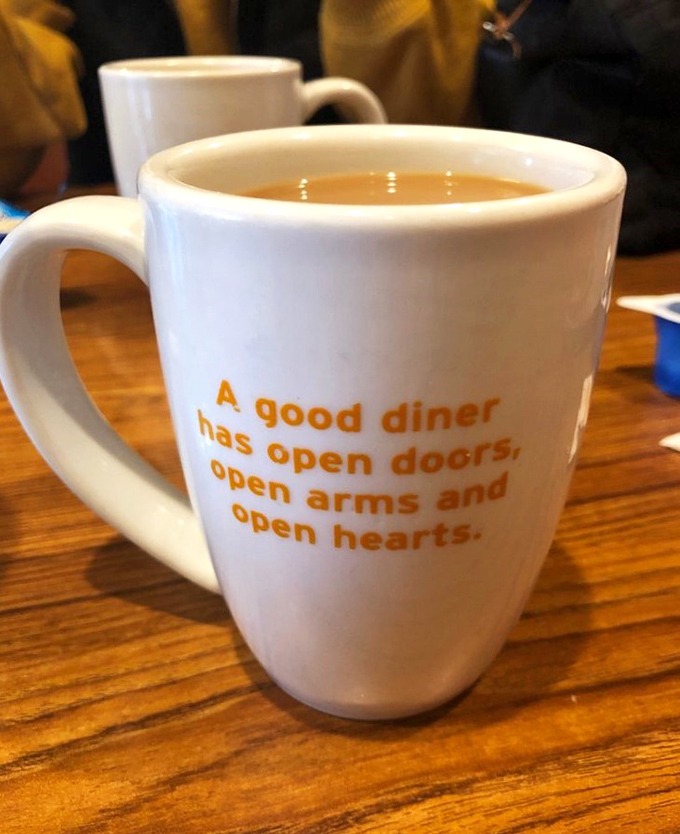 A coffee mug that speaks the truth&mdash;diners aren't just about food, they're community centers with better coffee and no membership fees.