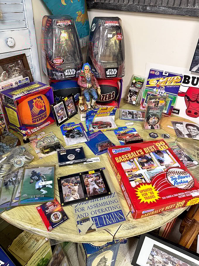 A collector's fever dream of baseball cards, Star Wars figures, and Hot Wheels. Your childhood allowance never stretched this far!