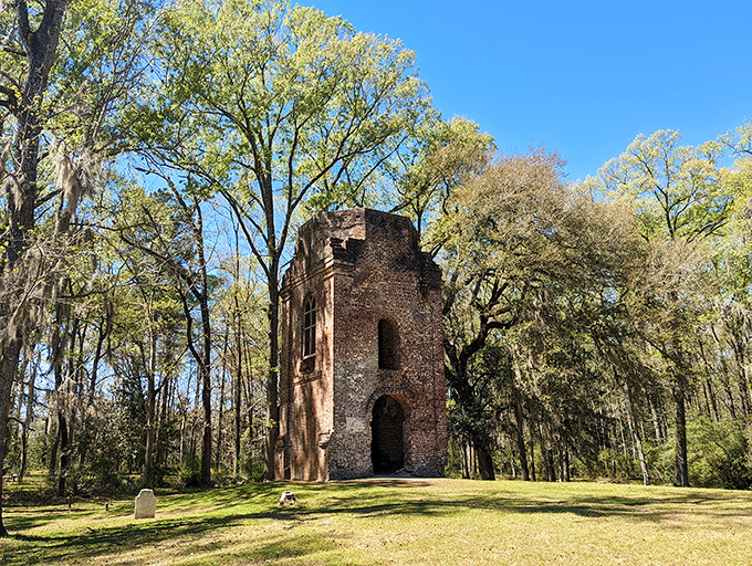 Colonial Dorchester's historic tower rises from the landscape like a time-traveling sentinel, keeping watch over centuries of South Carolina stories.