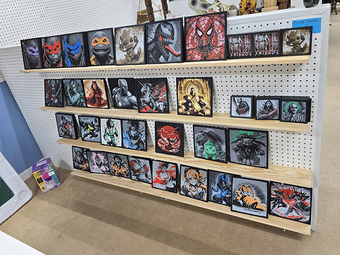 Superhero art gallery or flea market find? Either way, these framed characters are ready to protect your wall space from boring decor villains.