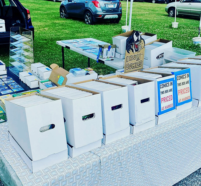 Comic book boxes&mdash;where middle-aged men suddenly transform into their 12-year-old selves, much to their spouses' amusement.