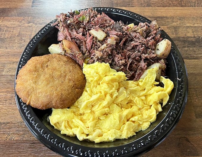 Breakfast of champions: corned beef hash with eggs that would make your cardiologist wince but your taste buds stand and applaud.