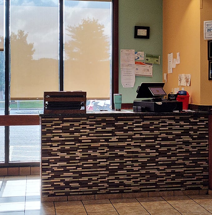 The host station&mdash;first point of contact in this temple of comfort food. Where "Table for two?" begins adventures in Pennsylvania dining.