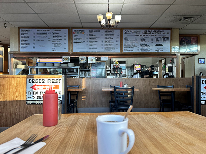 The counter—where solo diners find community and everyone gets a front-row seat to the short-order ballet.