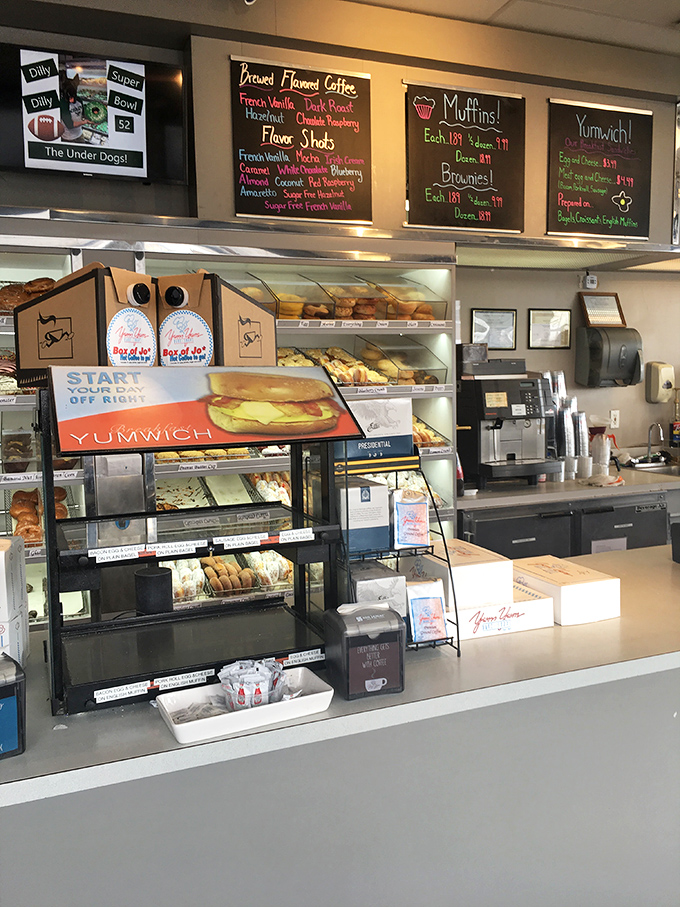 Beyond donuts, the counter offers "Yumwich" breakfast sandwiches &ndash; because sometimes you need something savory before your second donut.