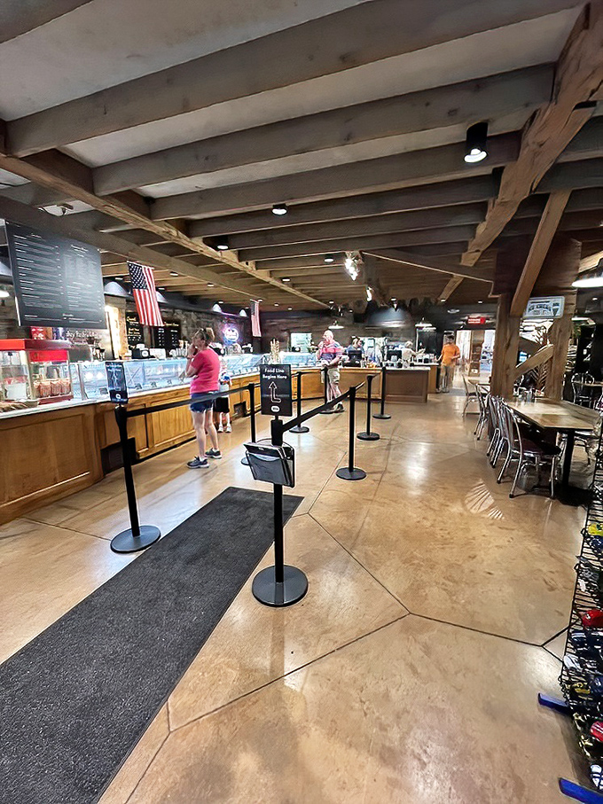 The ordering counter stands ready for ice cream pilgrims, where life-changing decisions like "one scoop or two" happen daily.