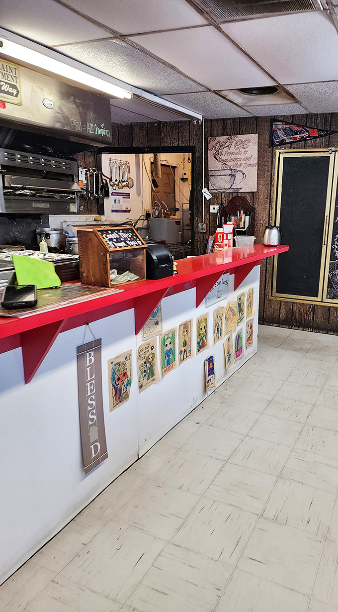 The counter where BBQ destinies are decided. "Blessed" sign is accurate - few decisions in life are as rewarding as ordering here.