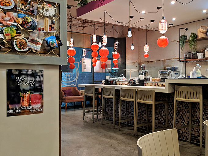 Red lanterns and industrial lighting create that perfect "discovered gem" atmosphere that makes you feel both trendy and in-the-know.