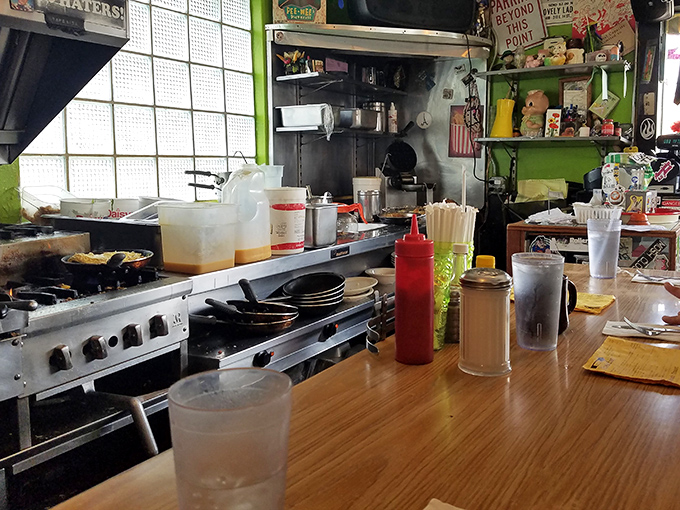 The open kitchen concept lets you witness breakfast magic happening right before your hungry eyes.