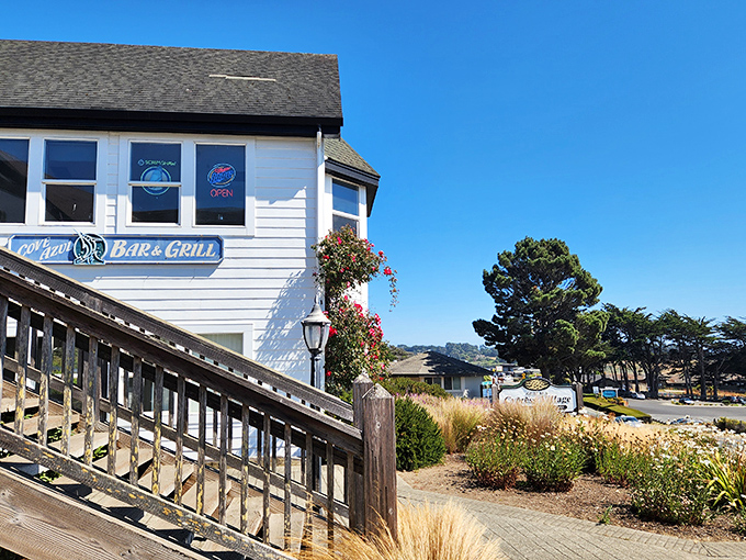 The stairway to seafood heaven at Cove Azul, where the Pacific provides both the view and the menu inspiration.
