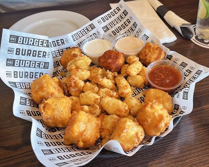 A sampler that answers the eternal question: "Can I try all the curds?" The multiple dipping sauces aren't options&mdash;they're an adventure.