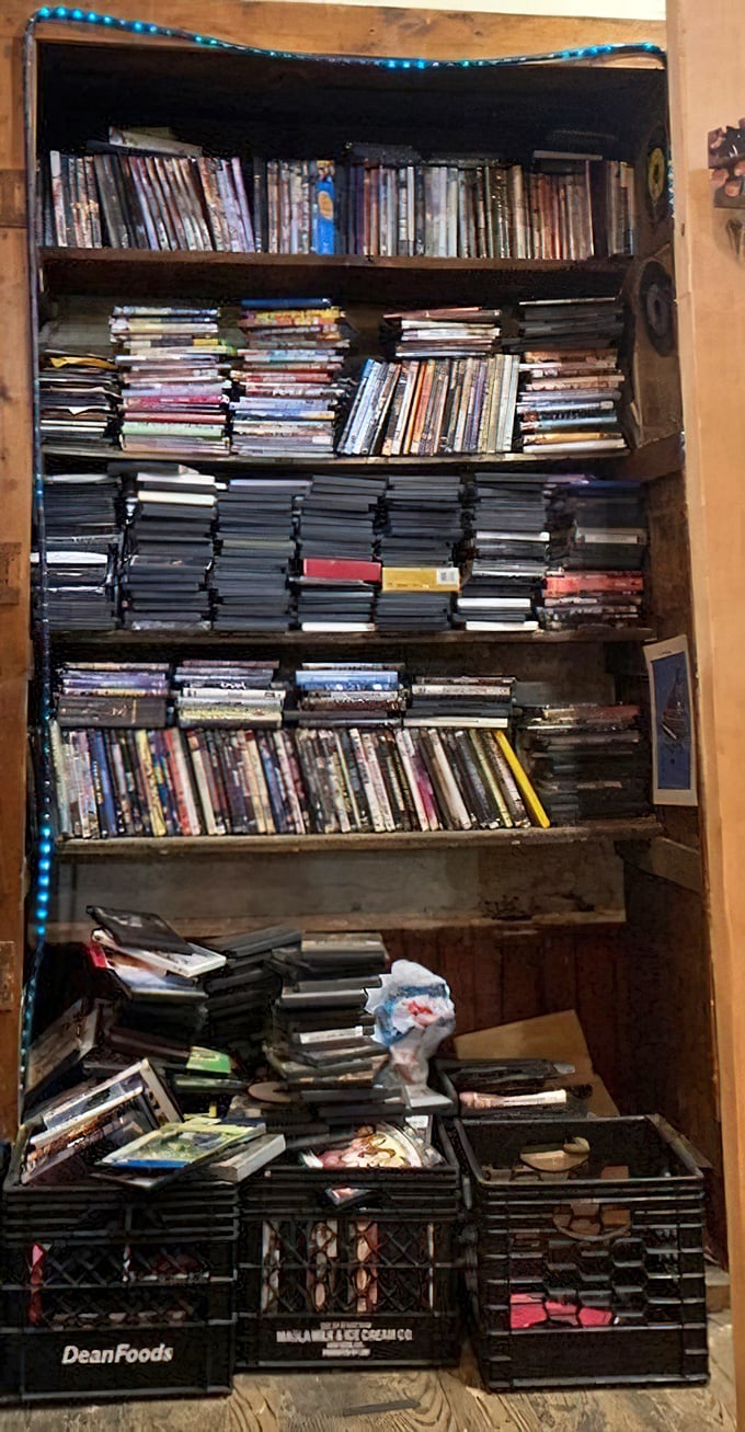 A media archive that Netflix can't replicate—physical media with cover art, liner notes, and that satisfying crack when you open a new case.