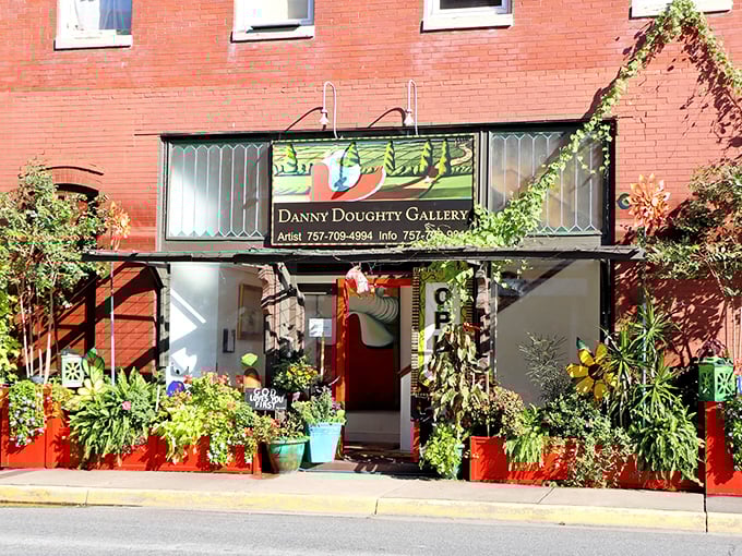 Danny Doughty Gallery bursts with color and creativity. Those plants aren't just decoration&mdash;they're a preview of the vibrant life inside.