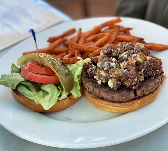 This isn't just a burger; it's a date-topped masterpiece with sweet-savory complexity that makes ordinary burgers seem like fast food imposters.