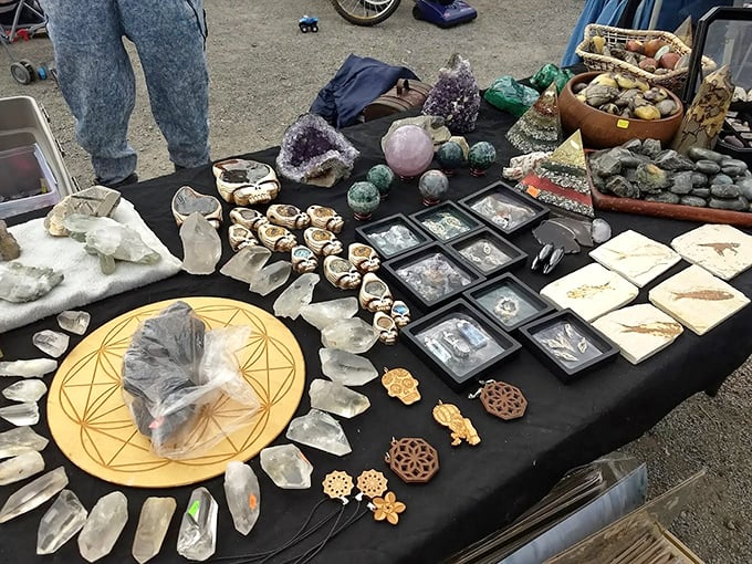 Earth's treasures displayed like edible delights on a cosmic buffet. These crystals and minerals offer both beauty and mystical possibilities.