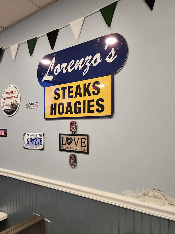 That classic Lorenzo's sign watches over the dining room like a guardian angel of good eating.