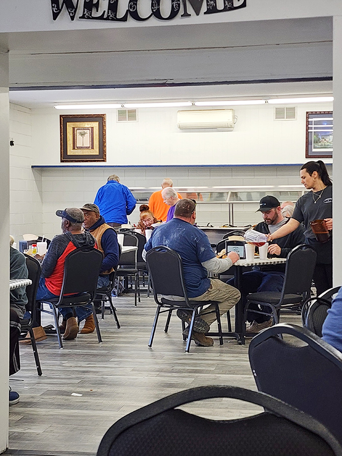 Where strangers become friends over shared appreciation of good food. Notice how nobody's looking at their phones? That's the power of great cooking.