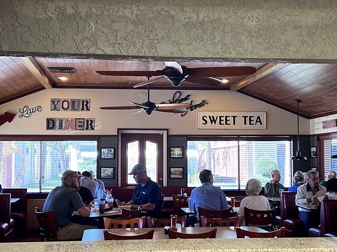 The "Love Your Diner" sign says it all. This isn't just a place to eat&mdash;it's where the community gathers to share stories over sweet tea.
