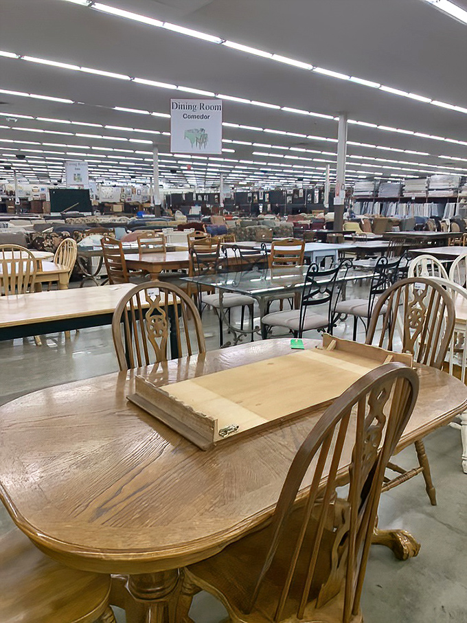 Dining sets that could tell a thousand stories of family meals, holiday gatherings, and the occasional heated Monopoly showdown. 