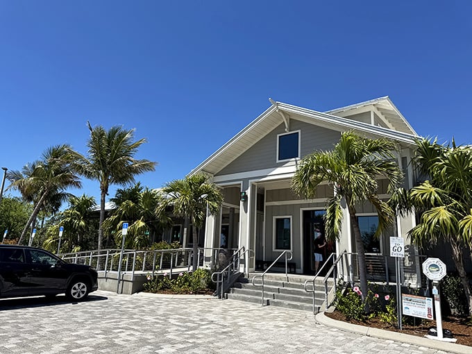Island architecture that says "vacation" without shouting it. Doc Ford's blends into Sanibel's landscape while serving up memorable meals.