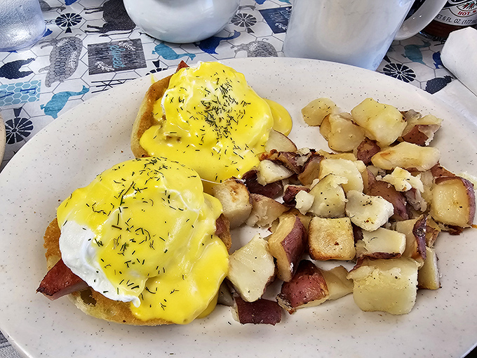 Eggs Benedict gets the royal treatment with a hollandaise sauce worthy of applause.