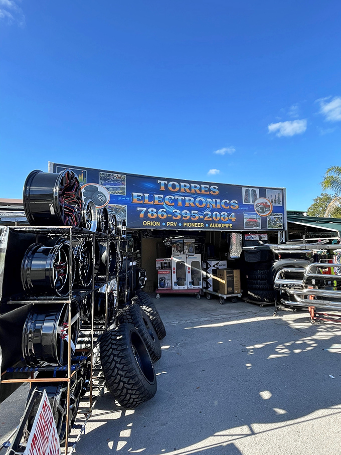 Car audio heaven at Torres Electronics, where your vehicle can finally achieve the bass levels that make traffic jams almost enjoyable.