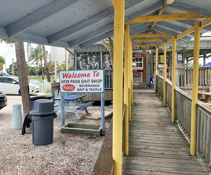The entrance beckons with promises of cold drinks, fresh food, and the authentic Florida experience increasingly rare these days.