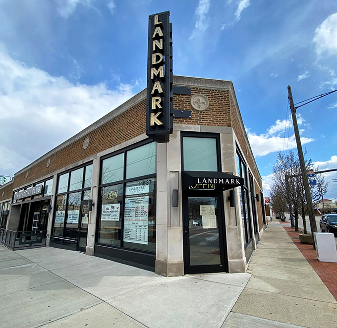 The corner location makes Landmark a neighborhood anchor, standing proud like the architectural equivalent of "I know something you don't know."