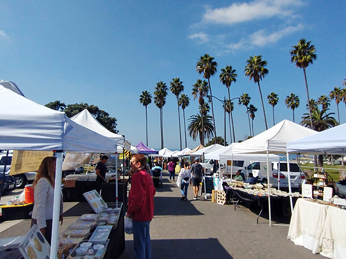 The farmers market lineup of white tents against palm trees&mdash;California's version of "farm-to-table" includes vitamin D.