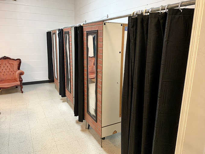 Private changing areas because nobody needs to see you trying to squeeze into those optimistic size choices.