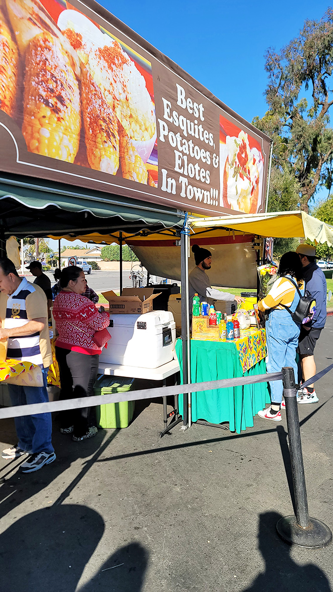 Street food that makes mall food courts weep with inadequacy. Those elotes will haunt your dreams in the best way.
