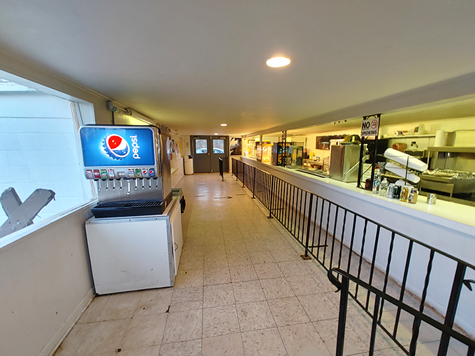 The concession stand corridor &ndash; a nostalgic time tunnel where modern moviegoers can still experience mid-century cinema snacking traditions.