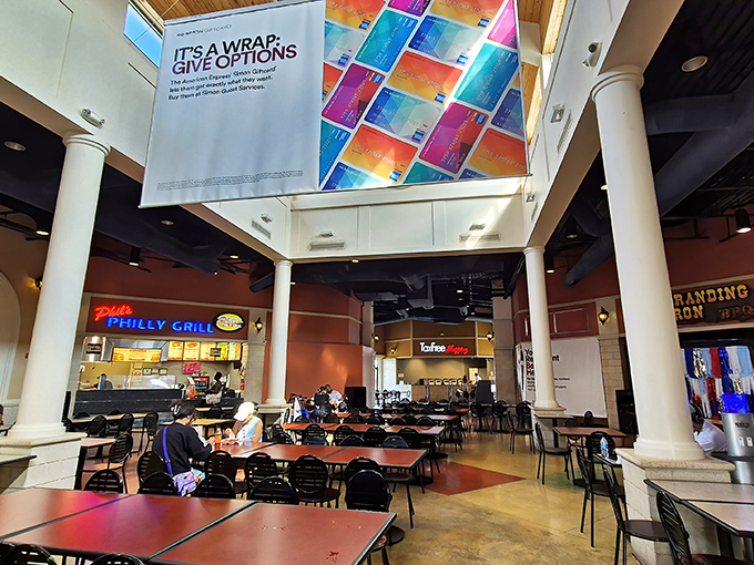 The food court oasis &ndash; where weary shoppers refuel on Philly cheesesteaks and caffeine before embarking on the second leg of their retail marathon.