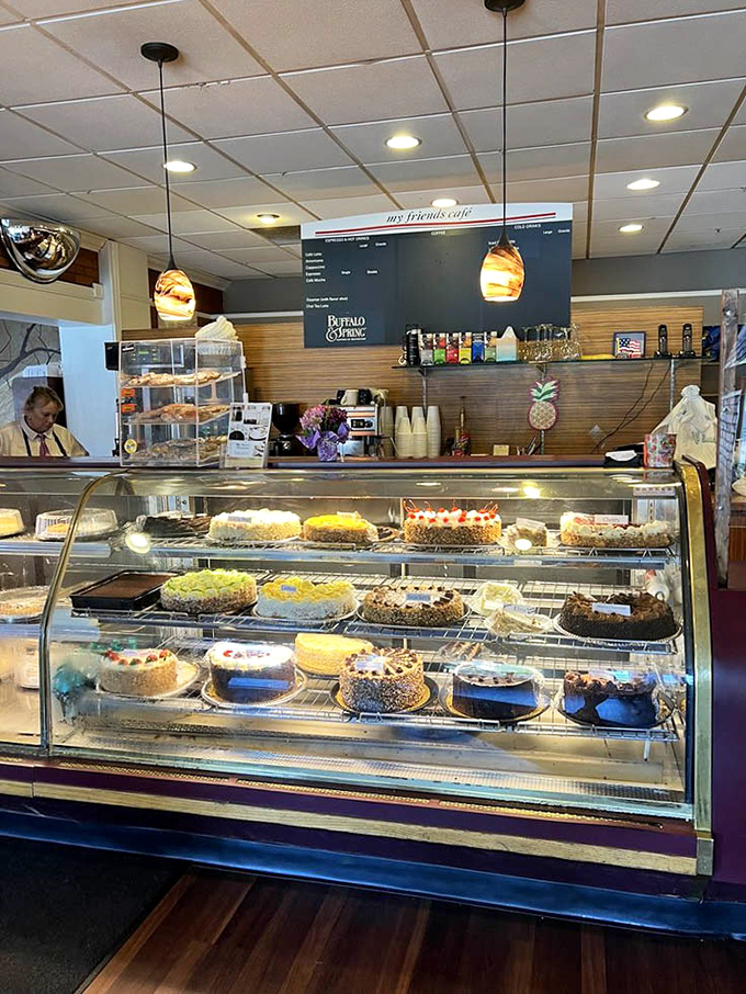 This isn't just a display case &ndash; it's a museum of temptation where every cake tells a different story.