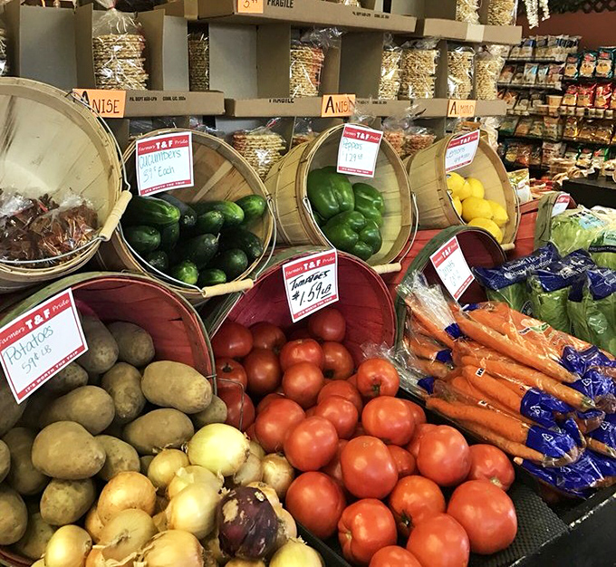 Fresh produce baskets prove this isn't just about sandwiches - it's a full Italian market experience in Philadelphia.