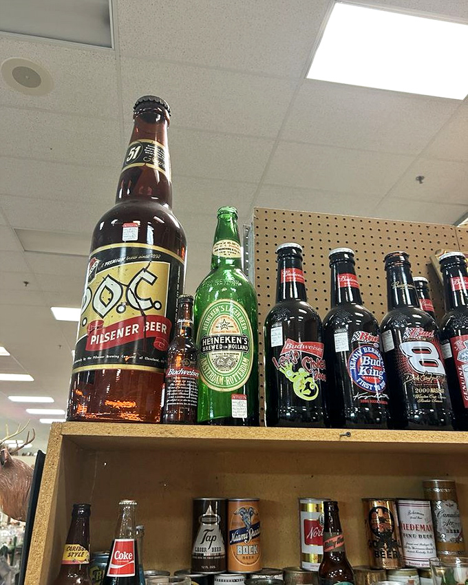 Vintage beer bottles that tell the story of American brewing history, one oversized collectible at a time.