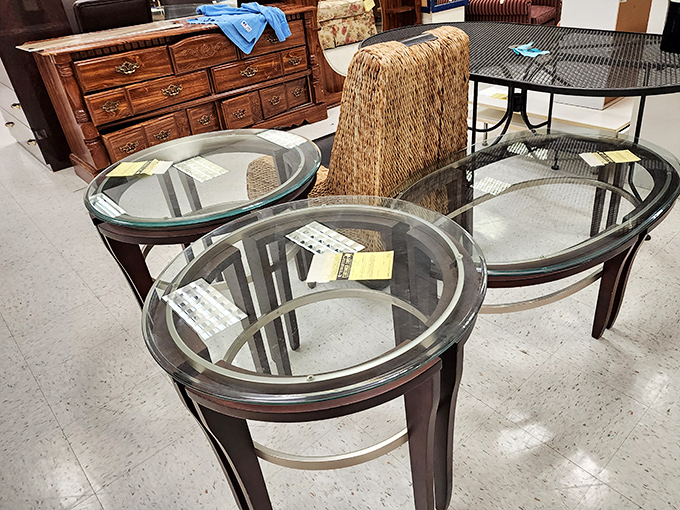 Glass-topped elegance at yard sale prices&mdash;these coffee tables have seen conversations in other homes and are ready for yours.