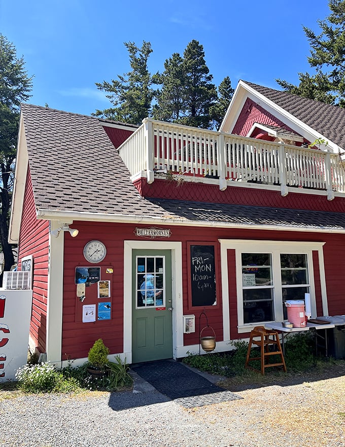 The Golden Harvest's charming red facade and balcony wouldn't look out of place in a Hallmark movie about finding yourself in a small town. 